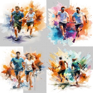 Watercolor Tennis Clipart Set, Tennis Poses, Watercolor Tennis Player ...