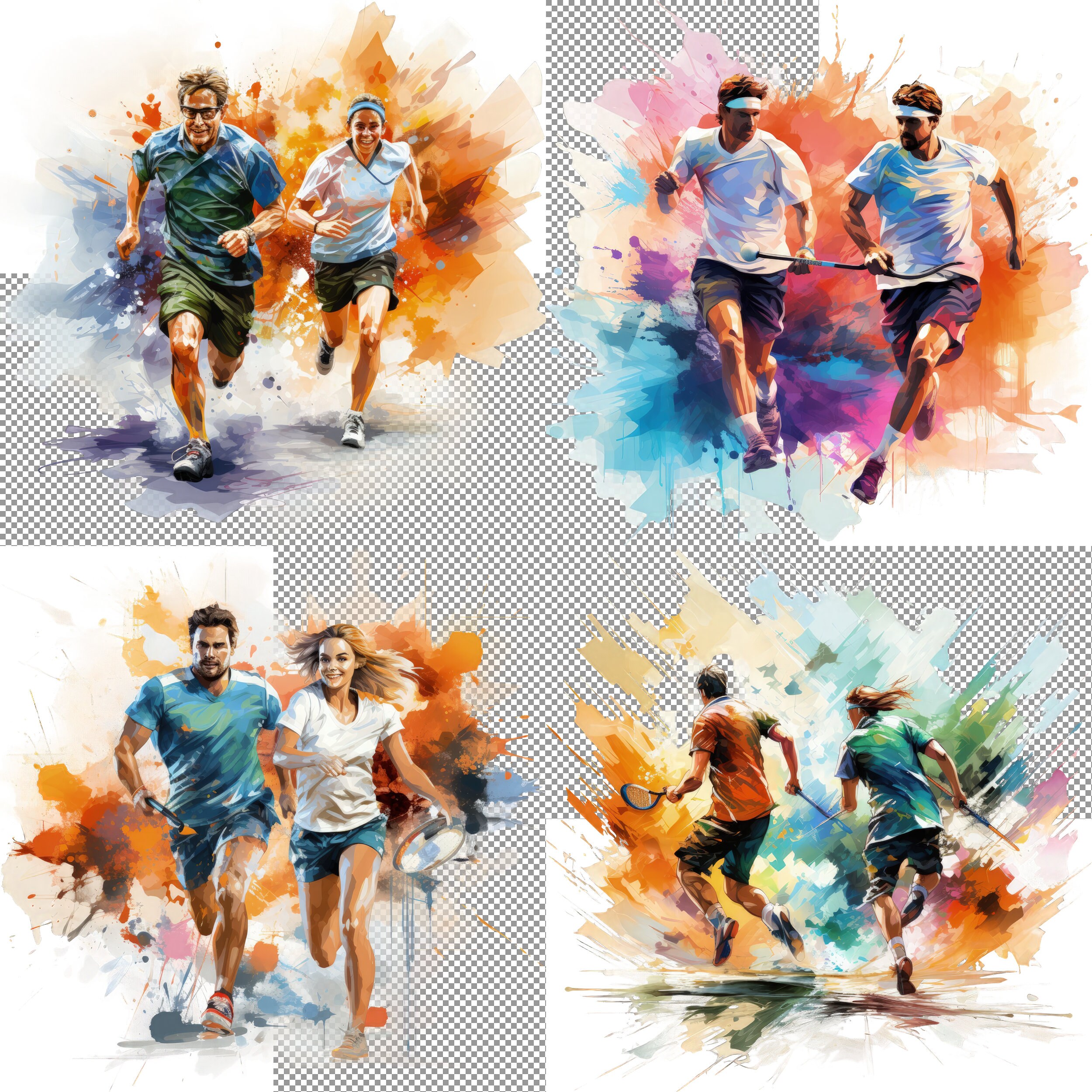 Watercolor Tennis Clipart Set, Tennis Poses, Watercolor Tennis Player ...