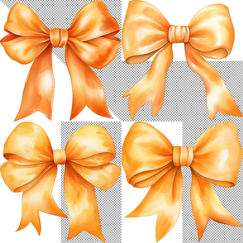 Orange Ribbon Clipart Pastel Watercolor Illustration - Etsy