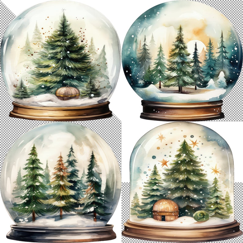 Christmas Tree Snow Globe Clipart Designs for Church Designs - Etsy