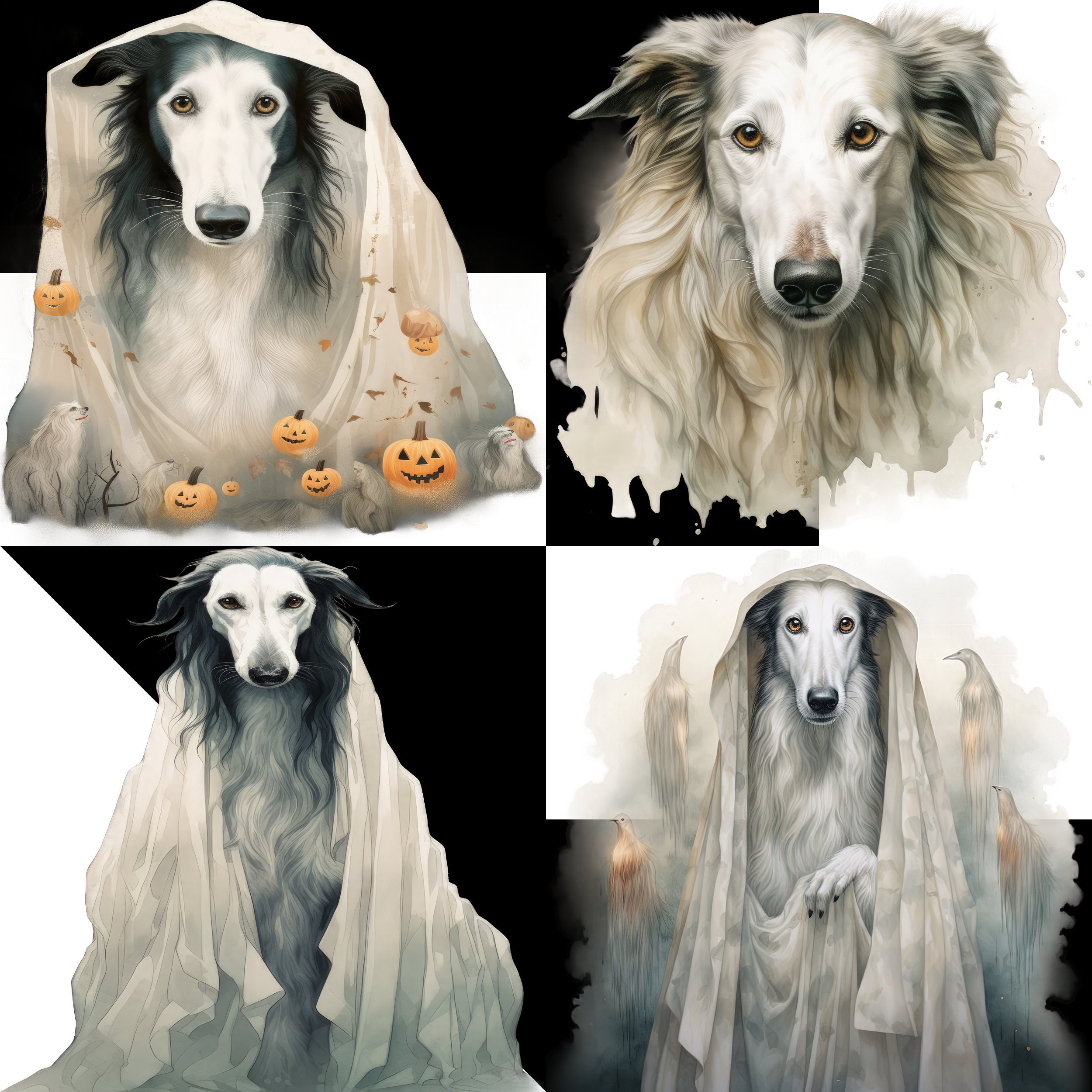 Spooky Borzoi Halloween PNG, Ghost Dog Halloween,eerie Borzoi Halloween PNG Clipart ,creepy Dog ...