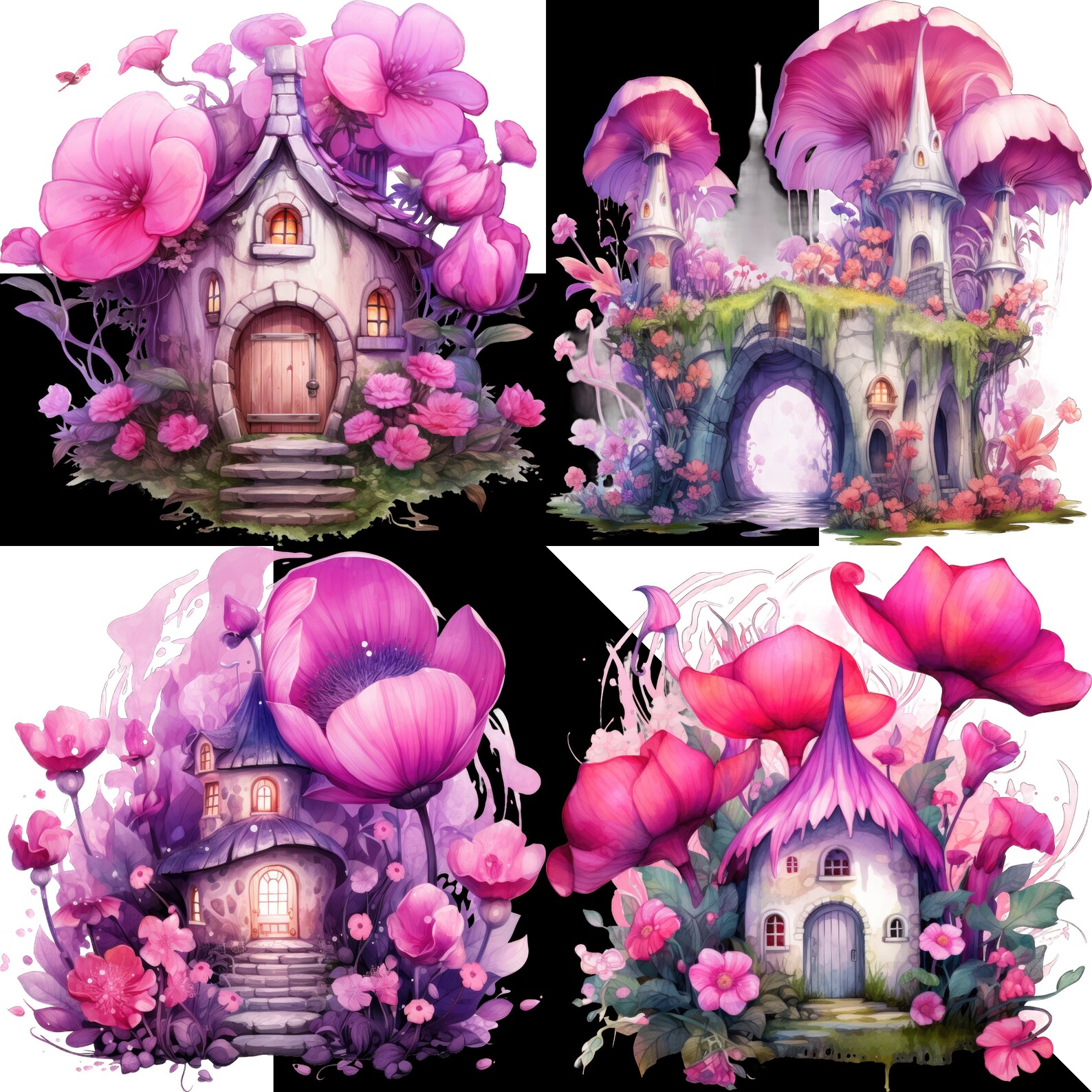 Pixie Hideout Clipart, Enchanted Pixie Hideout, Secret Fairy Dwelling ...