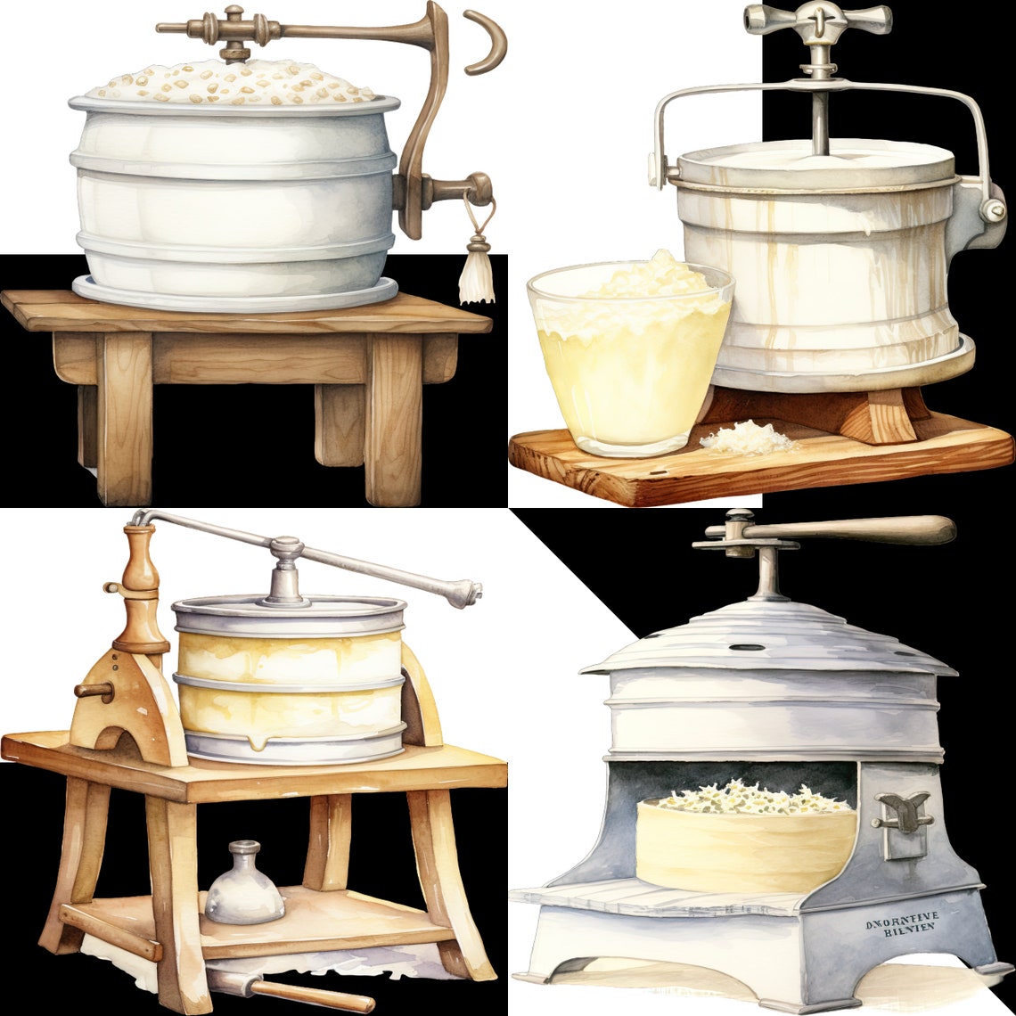 Vantage Butter Churn Homemaking Watercolor PNG Clipart,homemaking ...