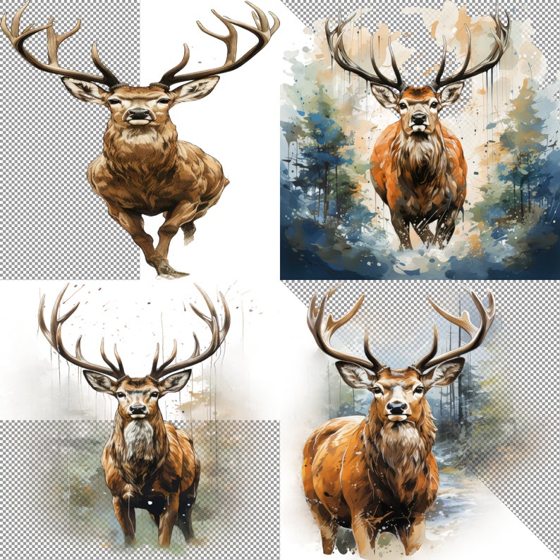 Deer's Forest Frolic, Whimsical Forest Art - Deer's Frolic Clipart ...