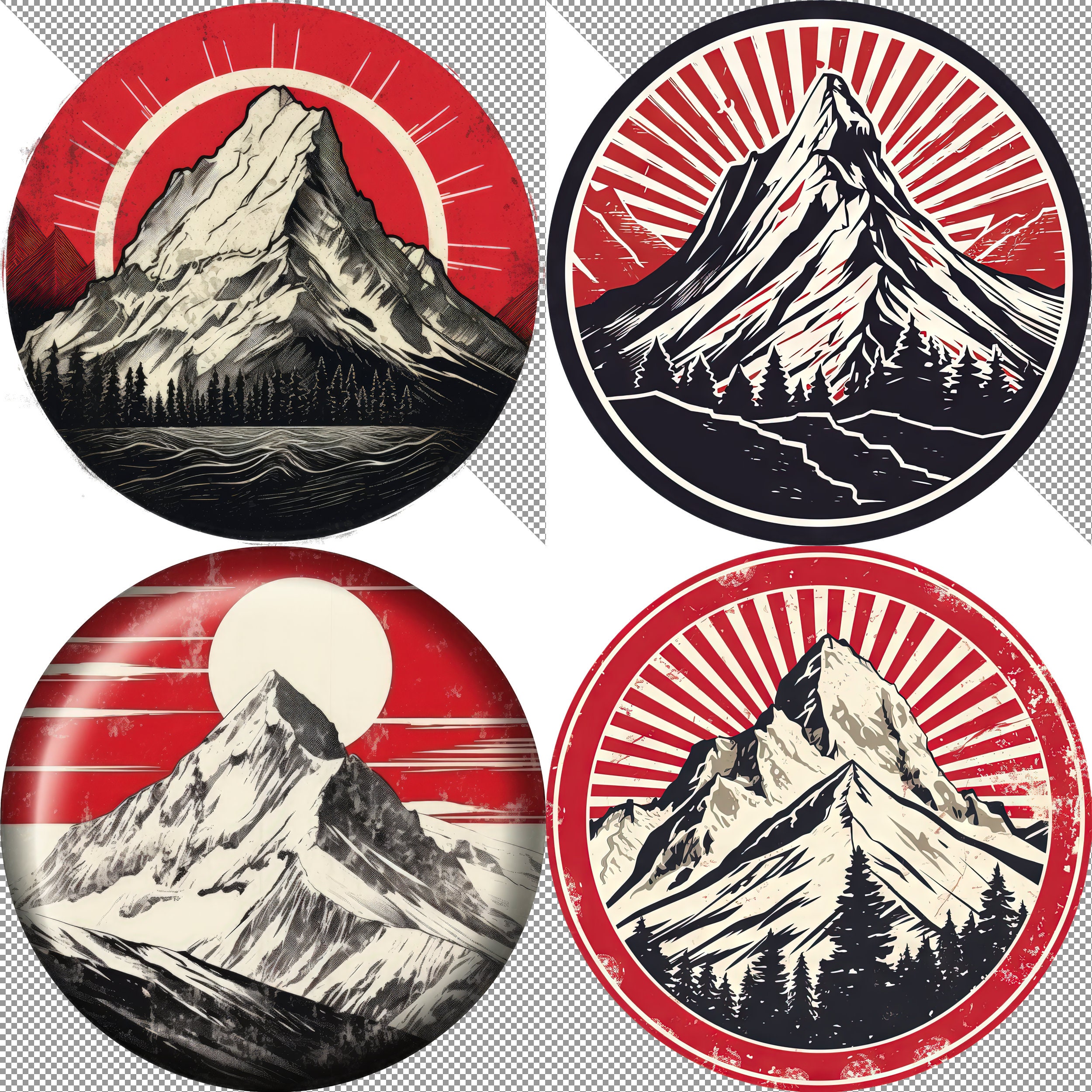 Swiss Mountain Peak Flag Badge Design, Swiss Alps Wall Art Watercolor ...