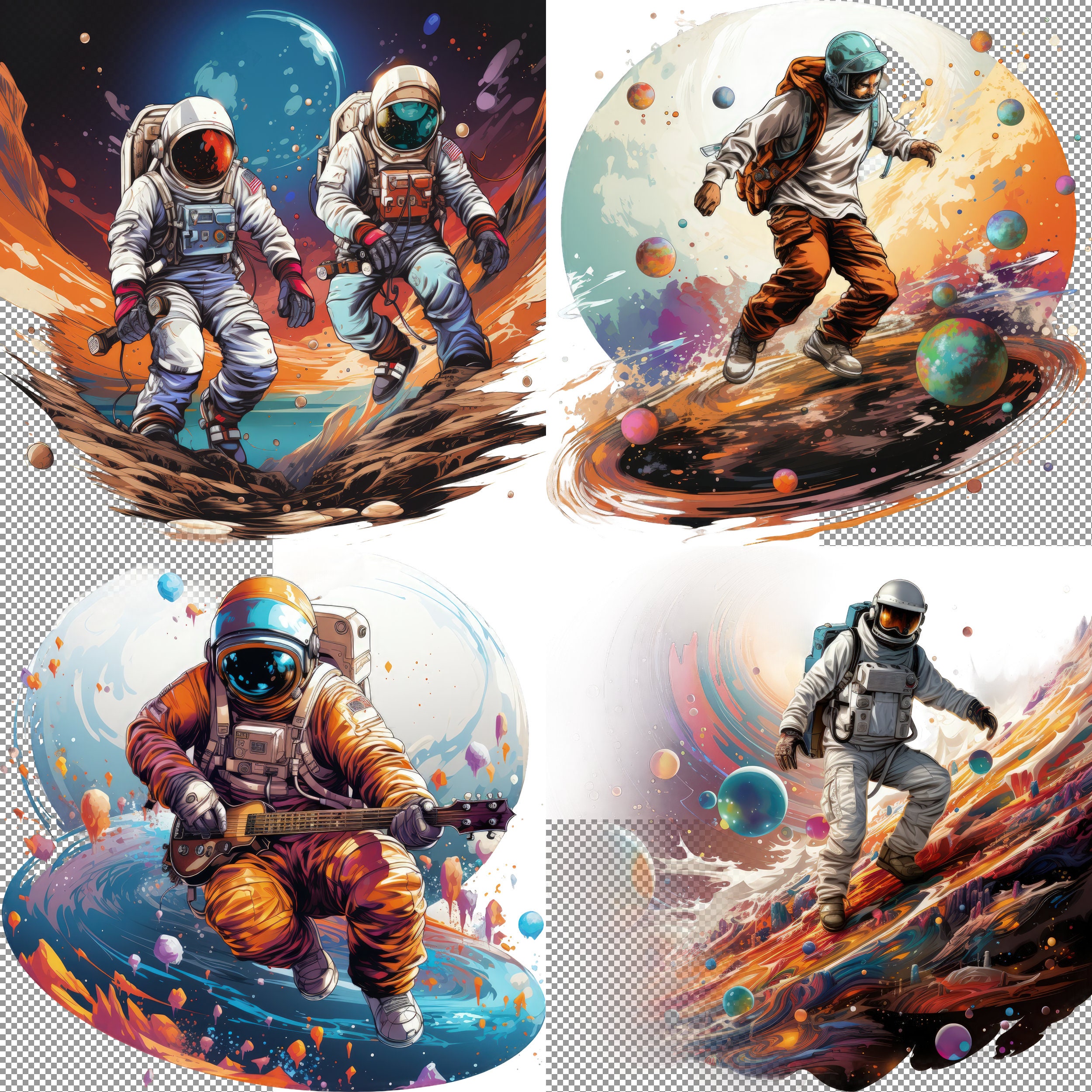 Space Skate Clipartsci-fi Roller Skate Clipart Set Space - Etsy