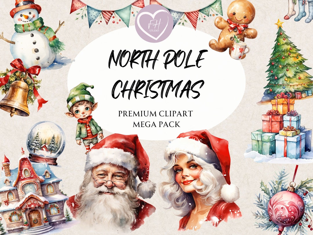 Christmas North Pole Clipart Watercolor Clipart for Commercial Use ...