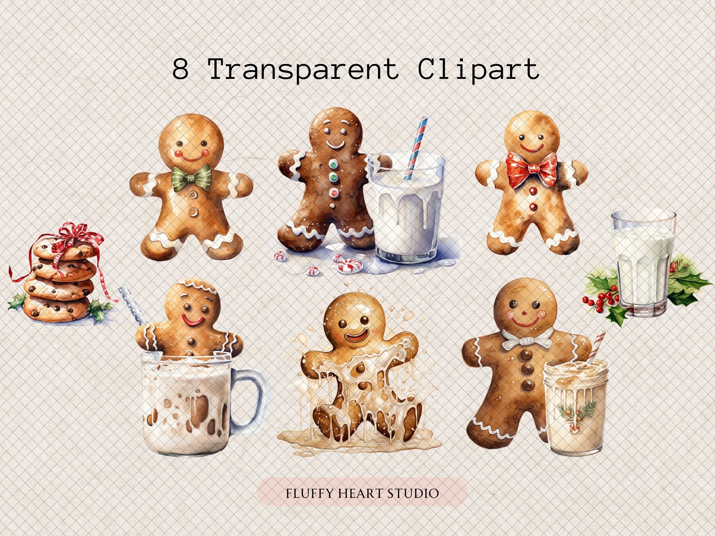 Christmas Gingerbread Clipart Watercolor Clipart for - Etsy