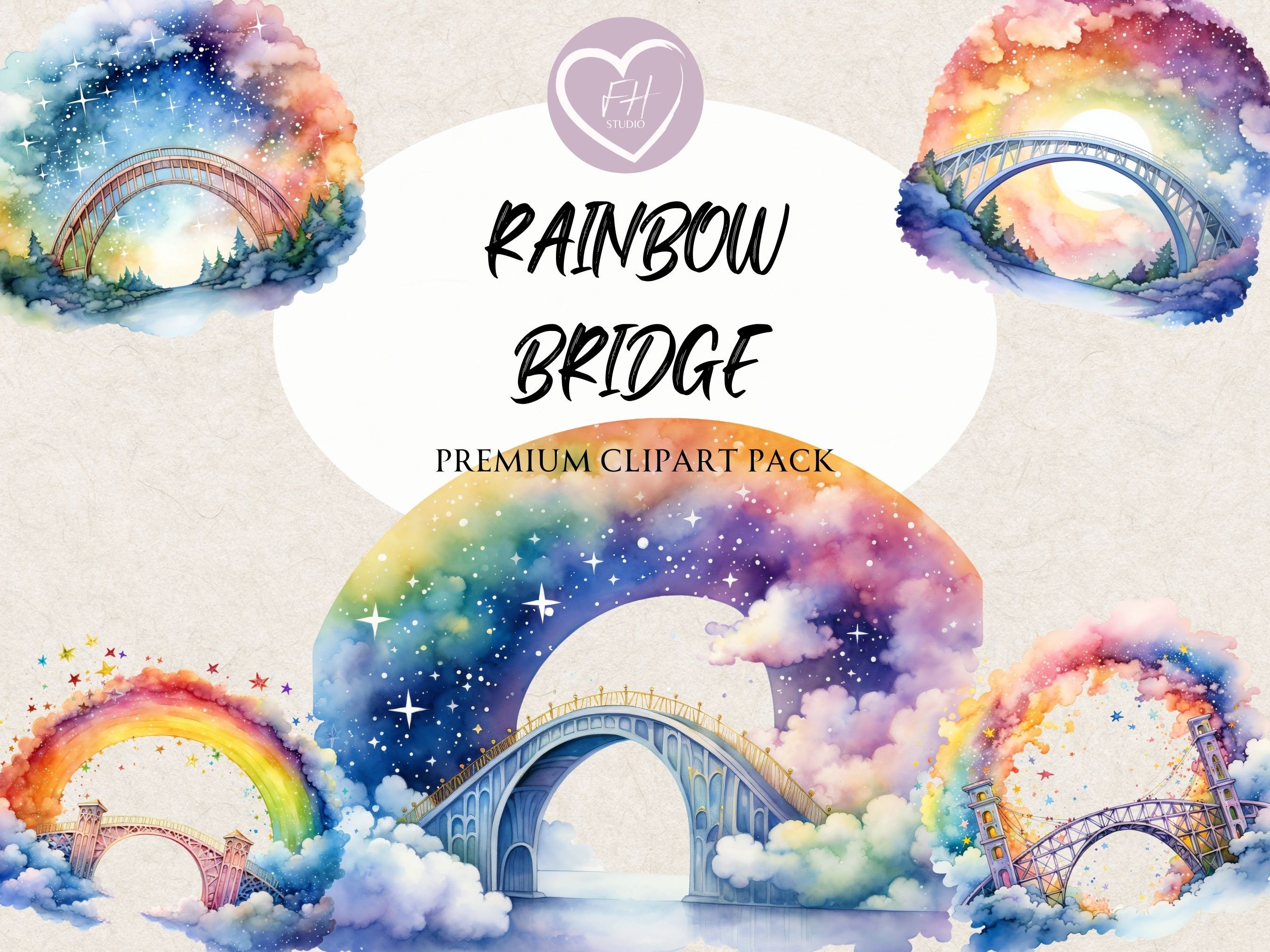 Rainbow Bridge Clipart Watercolor Clipart for Commercial Use ...