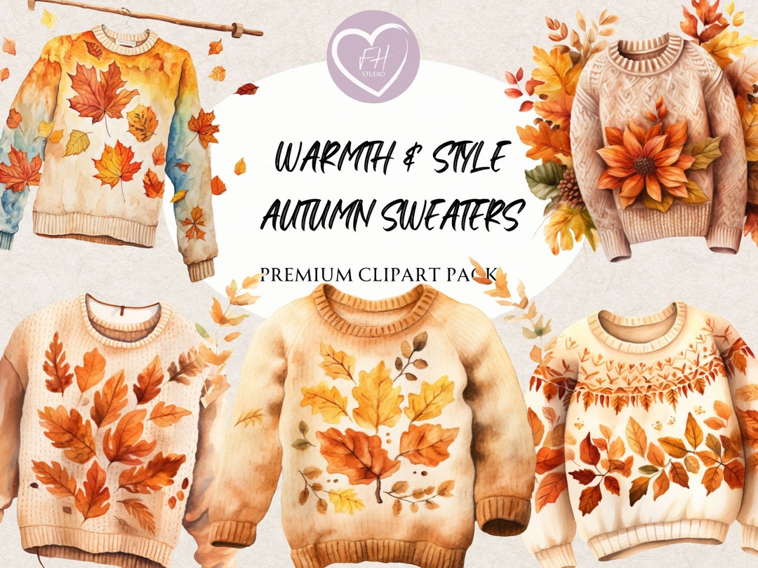 Fall Sweaters Watercolor Clipart for Commercial Use Transparent PNG ...