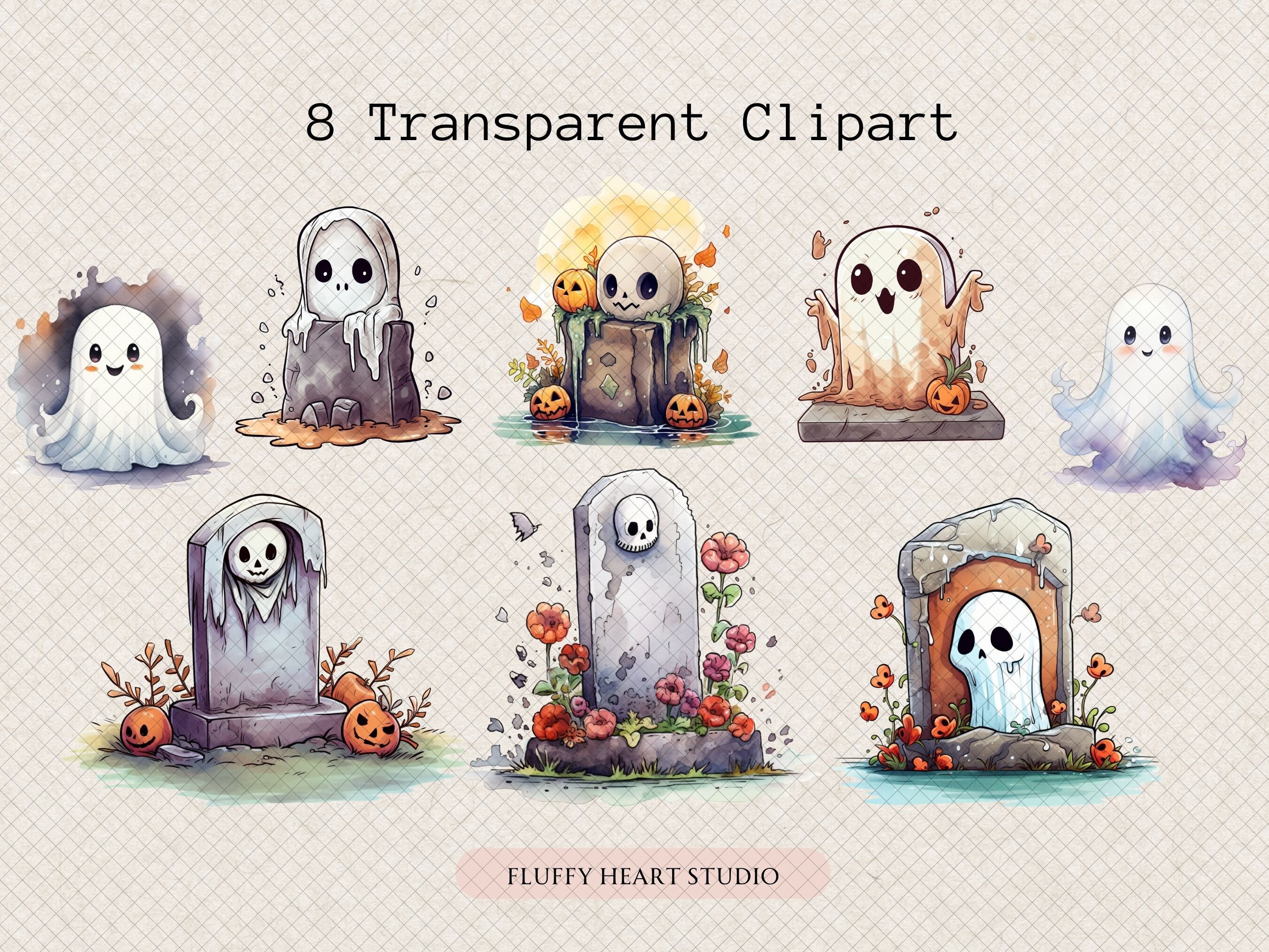 Halloween Gravestone Clipart Watercolor Clipart for Commercial - Etsy
