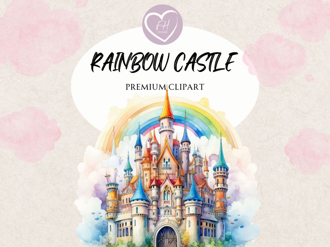 Rainbow Castle Clipart Watercolor Clipart for Commercial Use ...