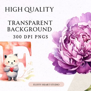 Purple Boho Bouquet Clipart Watercolor Clipart for Commercial Use ...