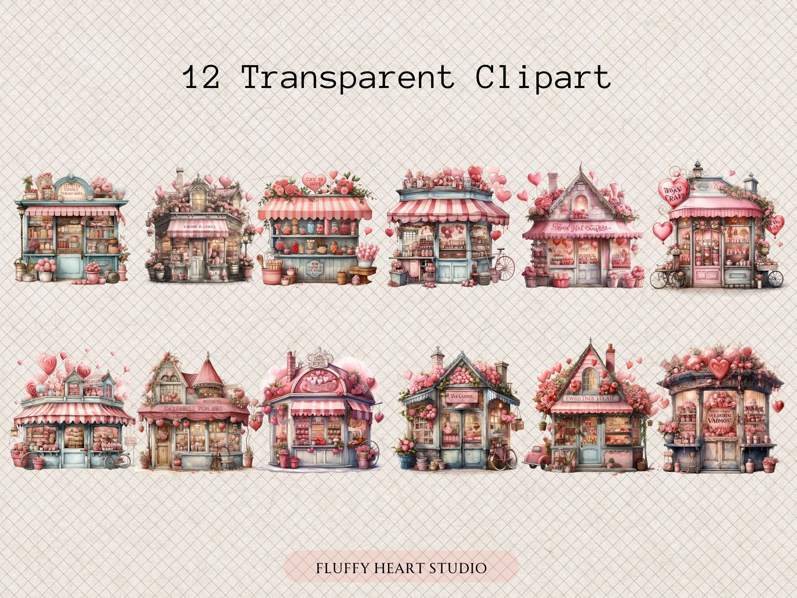 Valentines Candy Shop Clipart 12 PNG Valentines Day Clipart - Etsy