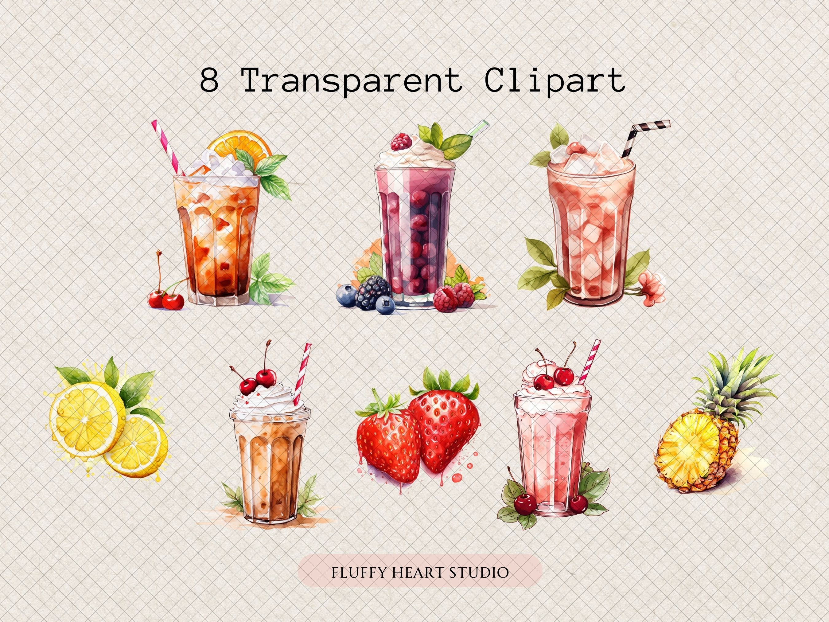 Summer Smoothie Clipart Watercolor Clipart for Commercial Use ...