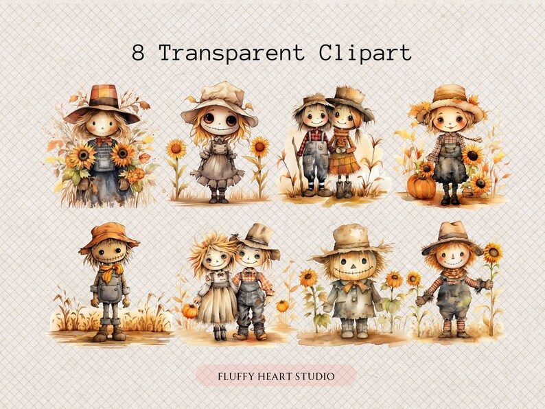 Mr & Mrs Scarecrows Clipart for Commercial Use Transparent PNG Premium ...