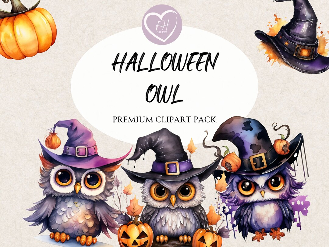 Owl Clipart Halloween Owl Watercolor Clipart for Commercial Use ...