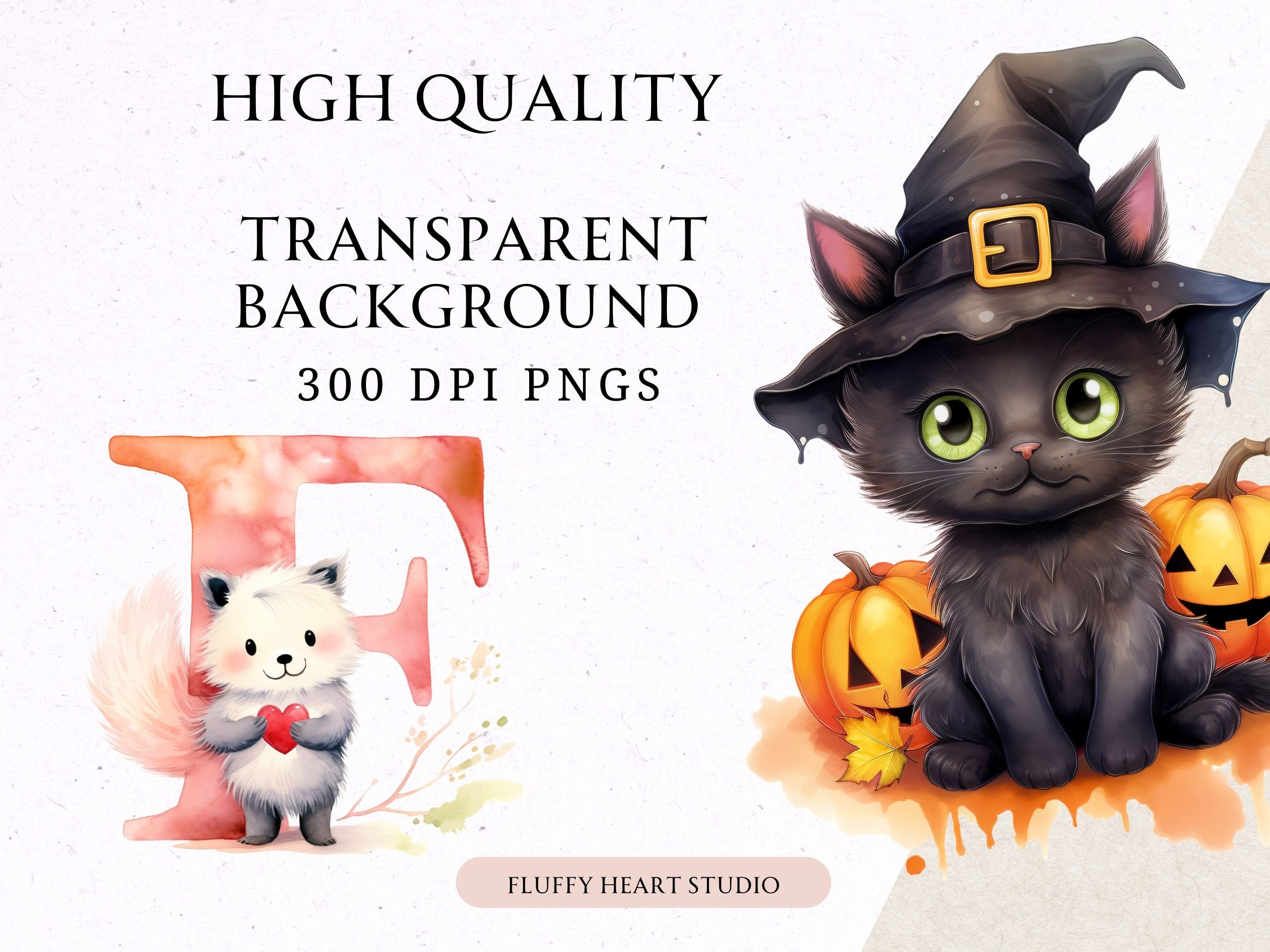 Halloween Creatures Clipart Watercolor Clipart for Commercial Use ...
