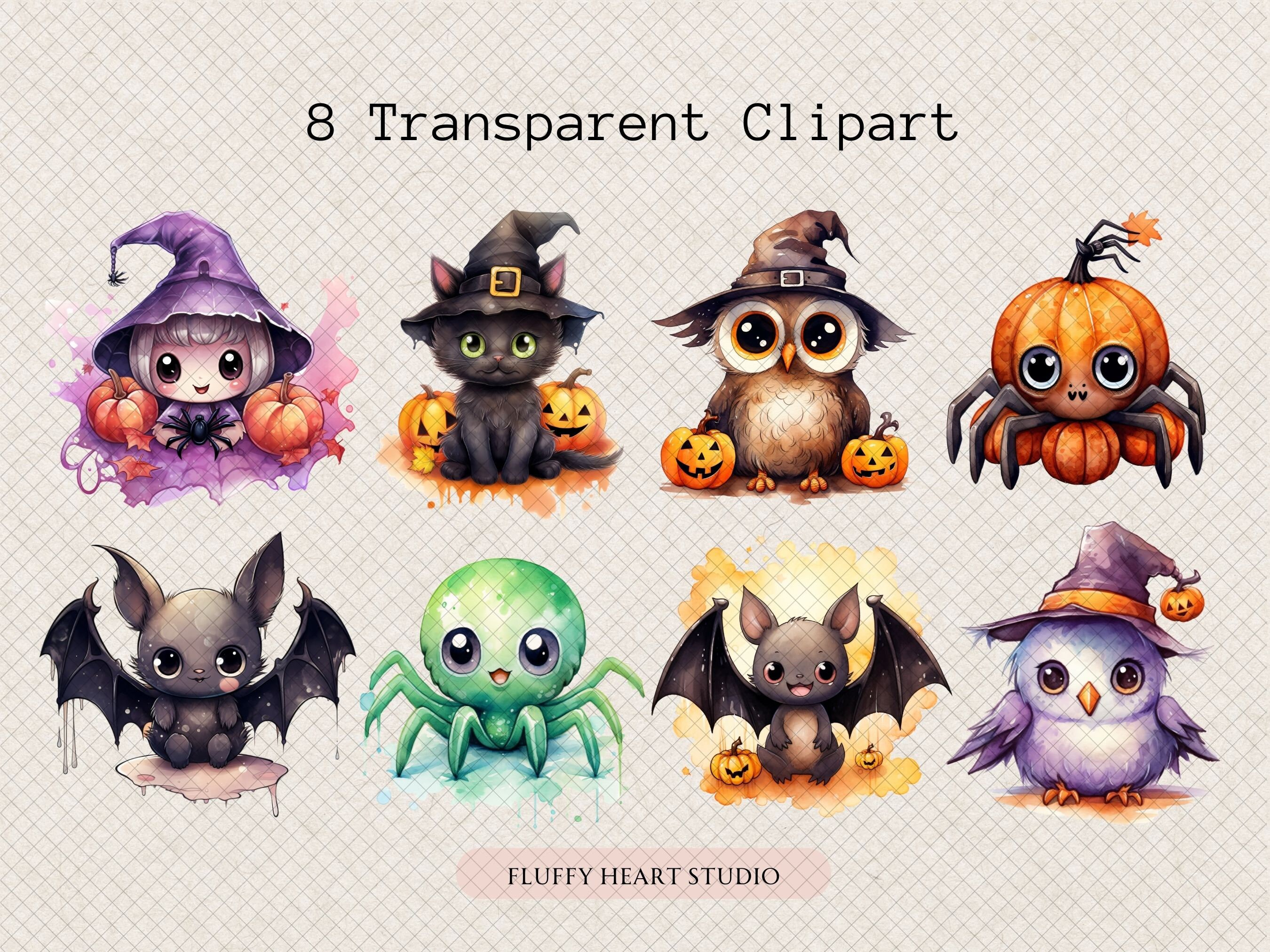 Halloween Creatures Clipart Watercolor Clipart for Commercial Use ...