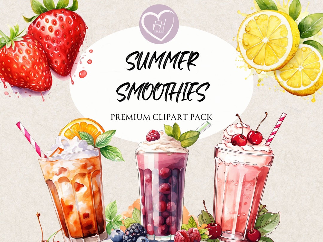 Summer Smoothie Clipart Watercolor Clipart for Commercial Use ...