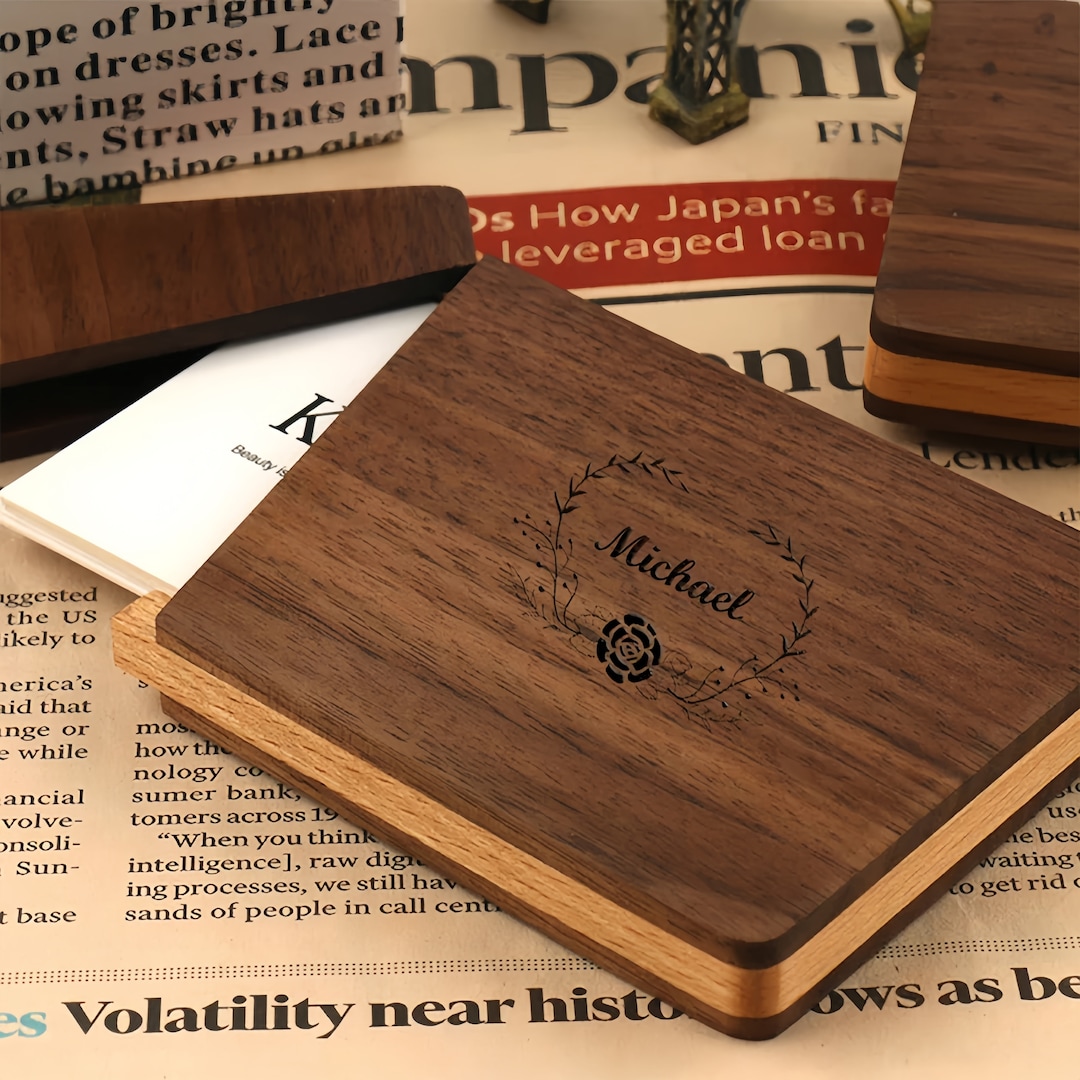 Personalized Card Holder Wood Engraved Business Card Holder Customized ...