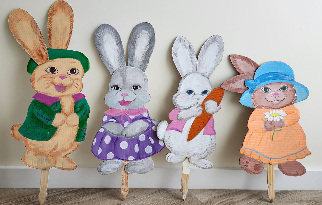 Bunny Rabbit Cardboard Cutout/ Handpainted/easter Yard Decoration ...