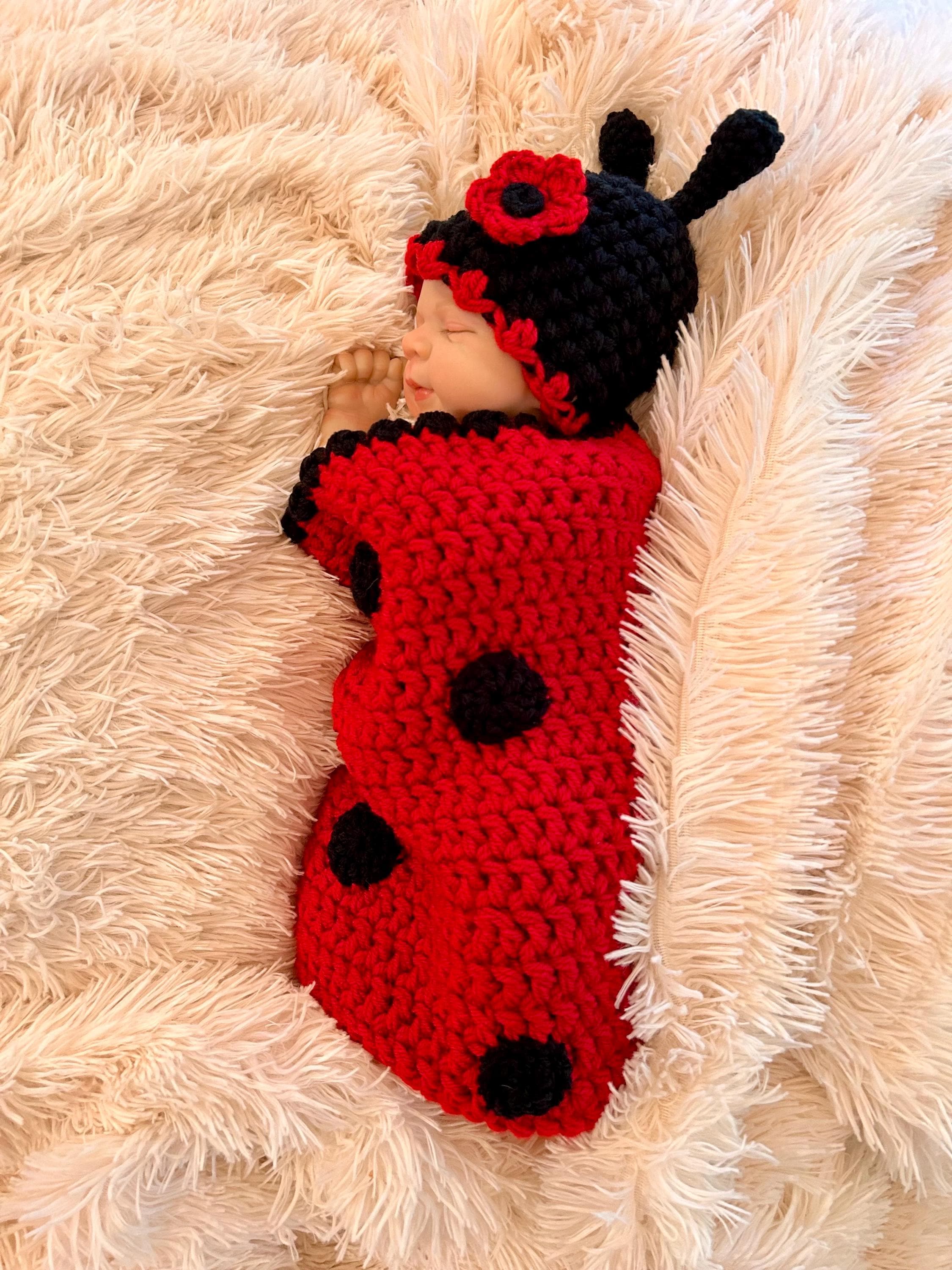 Crochet Lady Bug Cocoon Newborn Photo Op Ladybug Photo Prop Baby Shower ...