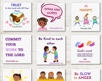 Scripture Affirmation Cards for Kids, Christian Affirmation Cards Kids ...