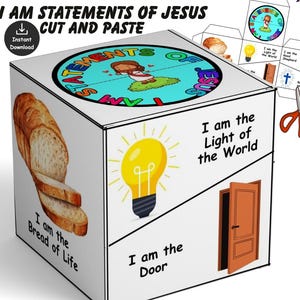 I Am Statements of Jesus Coloring Cube, Printable Sunday School Lesson ...