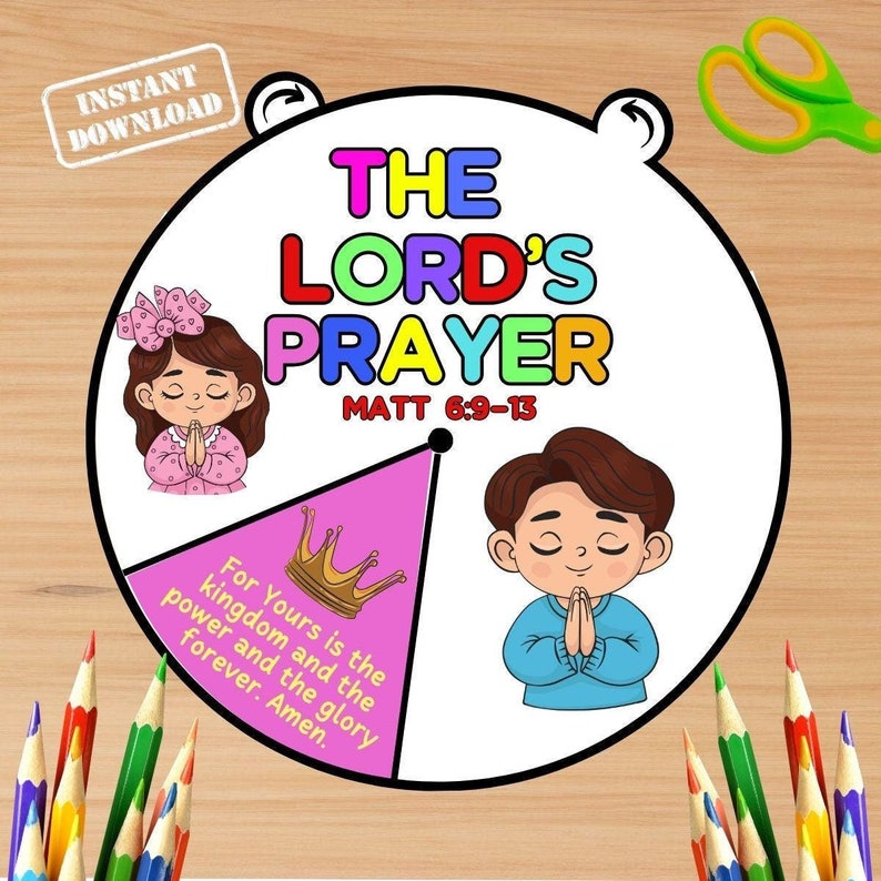 The Lord's Prayer Coloring Wheel, Bible Activity, Kids Bible Lesson ...