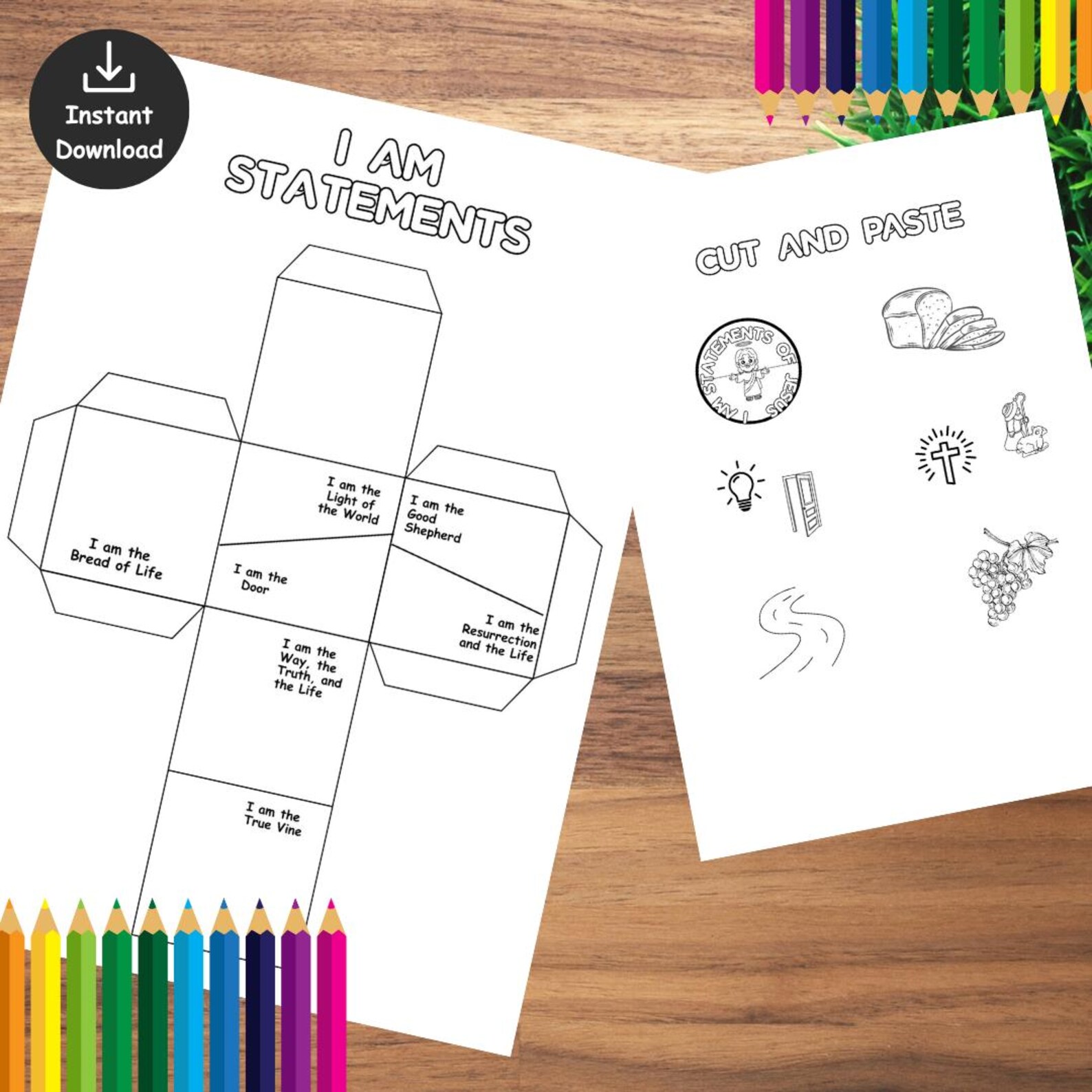 I Am Statements of Jesus Coloring Cube, Printable Sunday School Lesson ...