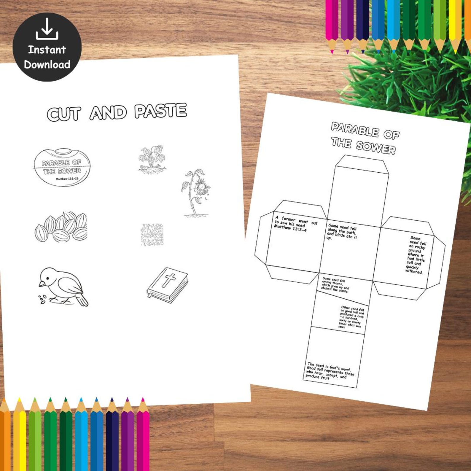 Parable of the Sower Foldable Cube Bible Story Craft, Bible Lesson ...