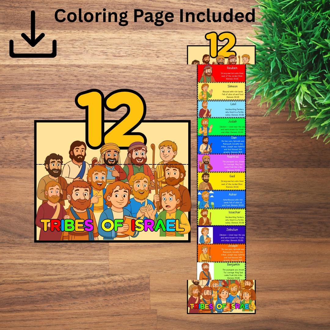 12 Tribes of Israel Symbol Folding Surprise Bible Craft, Bible Lesson ...