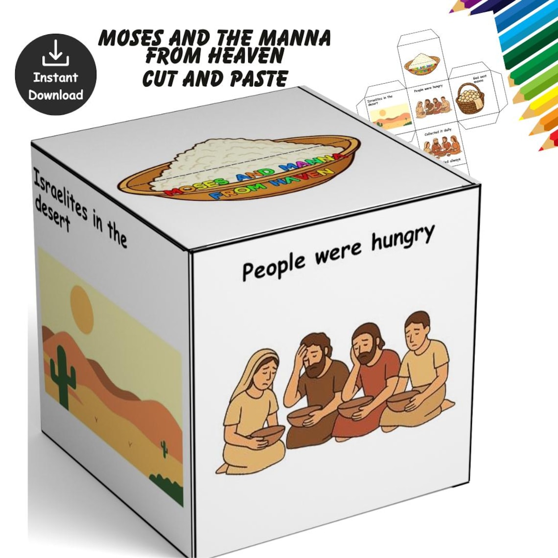 Moses and Manna From Heaven Coloring Cube Bible Craft, Bible Study ...