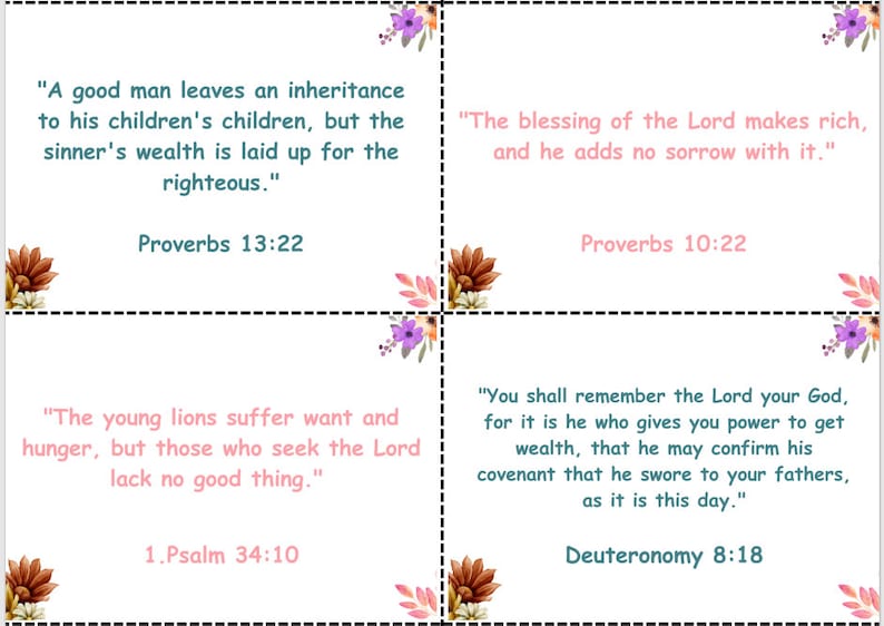 40 Bible Verse Cards on Prosperity, Bible Study Printable, 40 Scripture ...