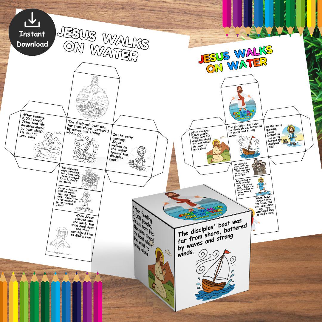 Jesus Walks on Water Kids Bible Story Craft Printable Sunday School ...