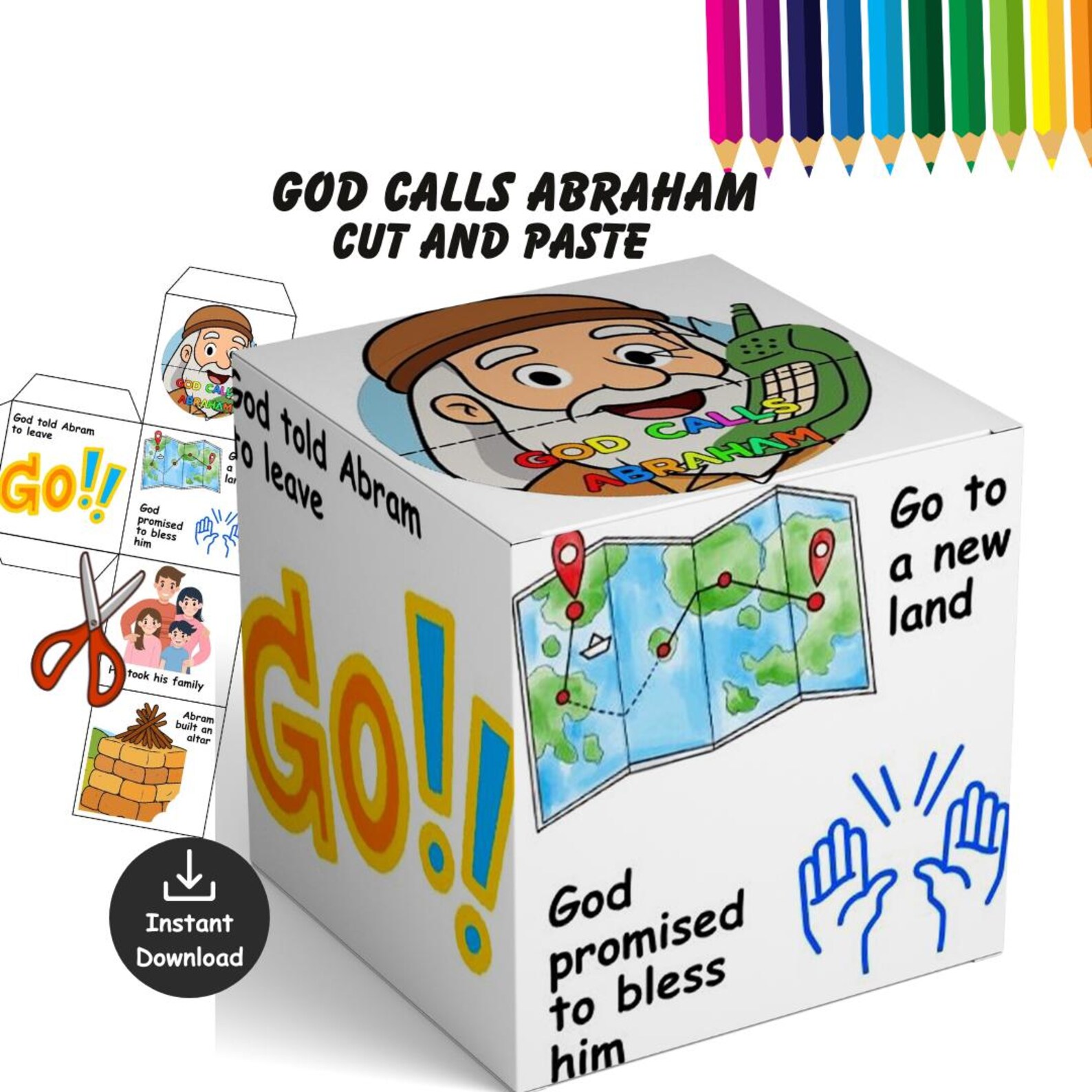 God Calls Abraham Cube Folding Surprise Bible Craft, Bible Lesson ...