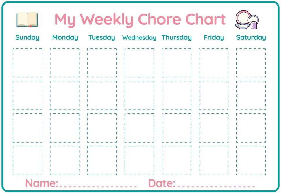 Daily Responsibilities Chore Chart, Printable Full Day Visual Routine ...