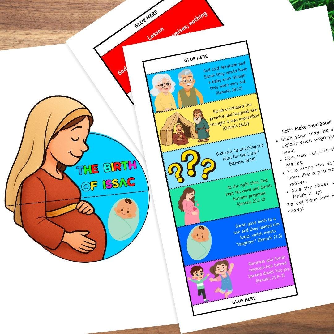 Birth of Isaac Folding Surprise, Memory Games, Bible Craft for Kids ...