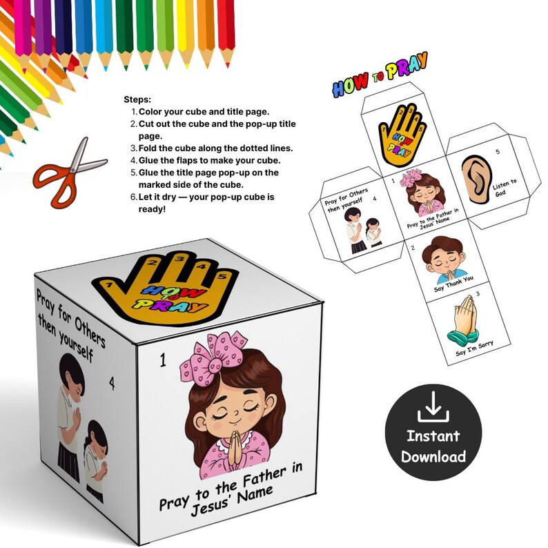 How to Pray Cube for Kids | Sunday School Bible Lesson | Learn to Pray ...