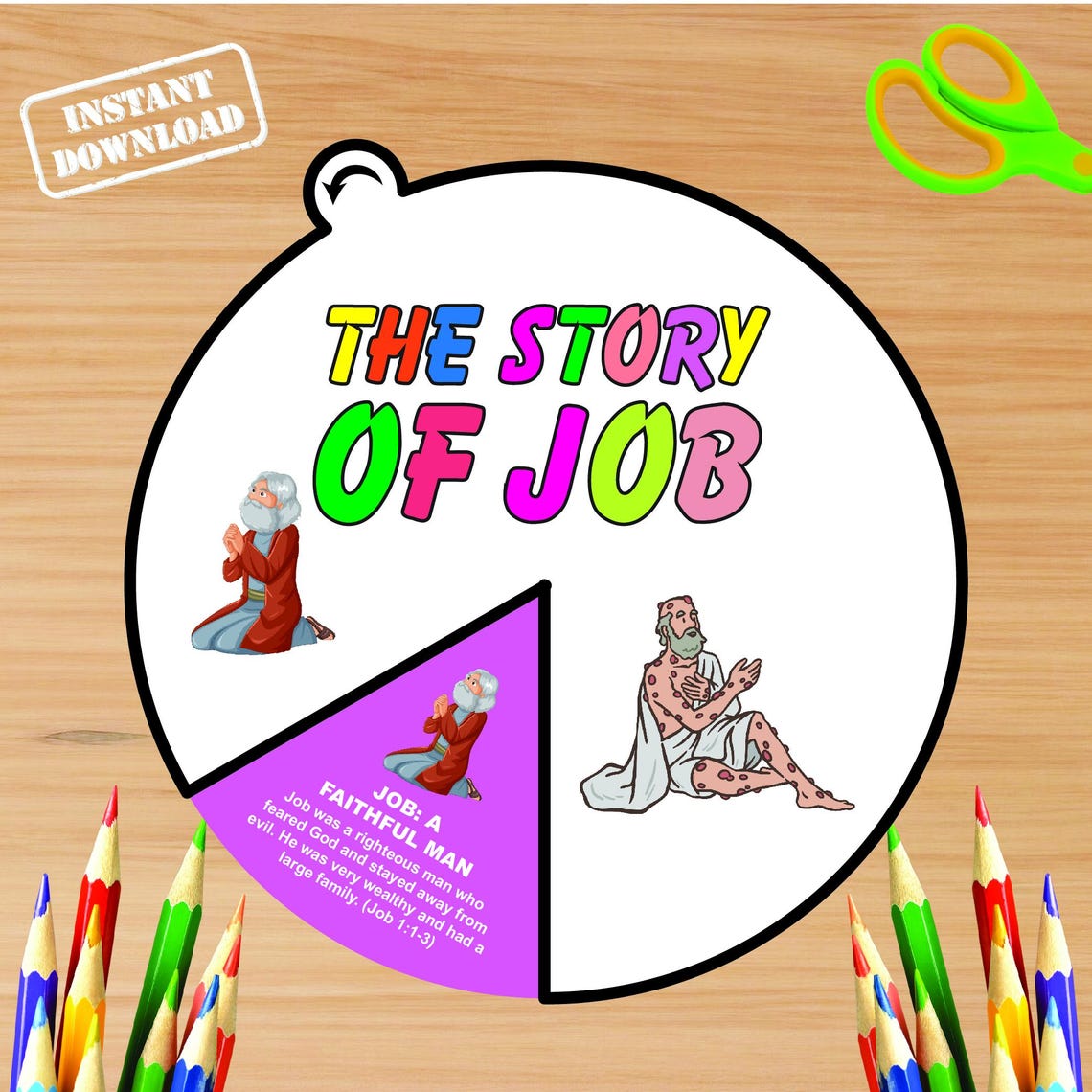 The Story of Job Bible Story Wheel, Job 1-2, Bible Craft, Sunday School ...