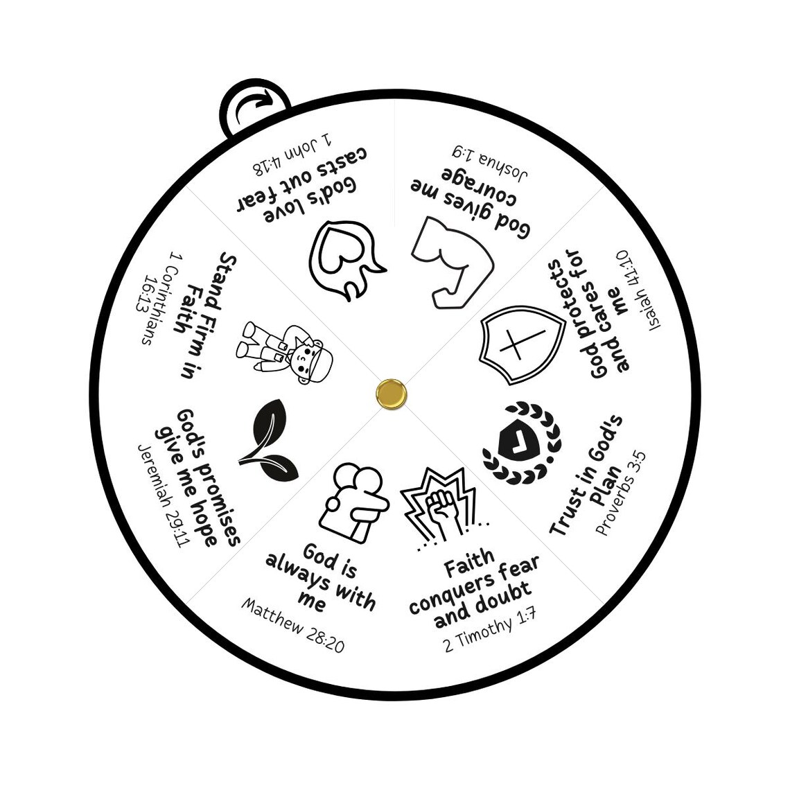 Faith Over Fear Scripture Coloring Wheel, Bible Lesson for Kids, Games ...