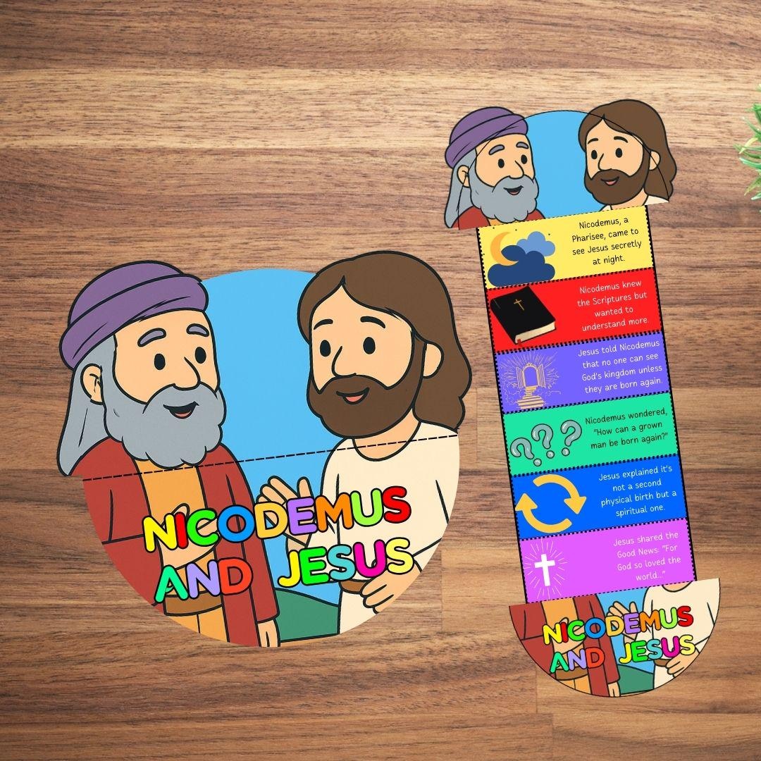 Nicodemus and Jesus Folding Surprise Bible Story Craft, Bible Lesson ...