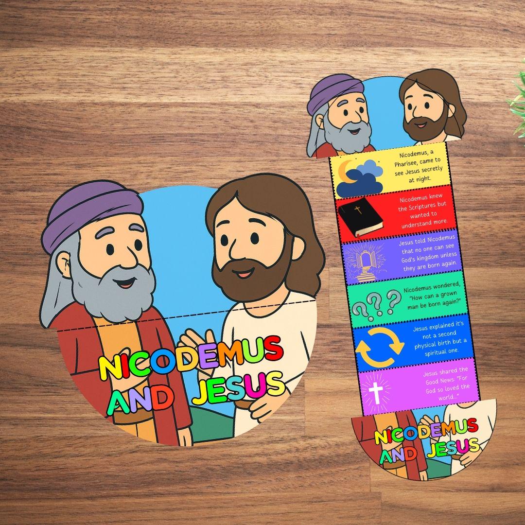 Nicodemus and Jesus Folding Surprise Bible Story Craft, Bible Lesson ...