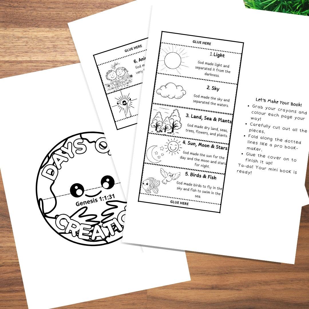 Days of Creation Folding Surprise Bible Craft, Bible Verse Activity ...