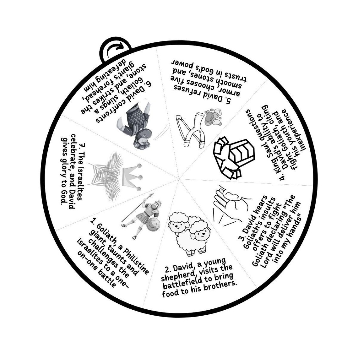 David and Goliath Story Wheel Craft, Printable Template, Preschool ...