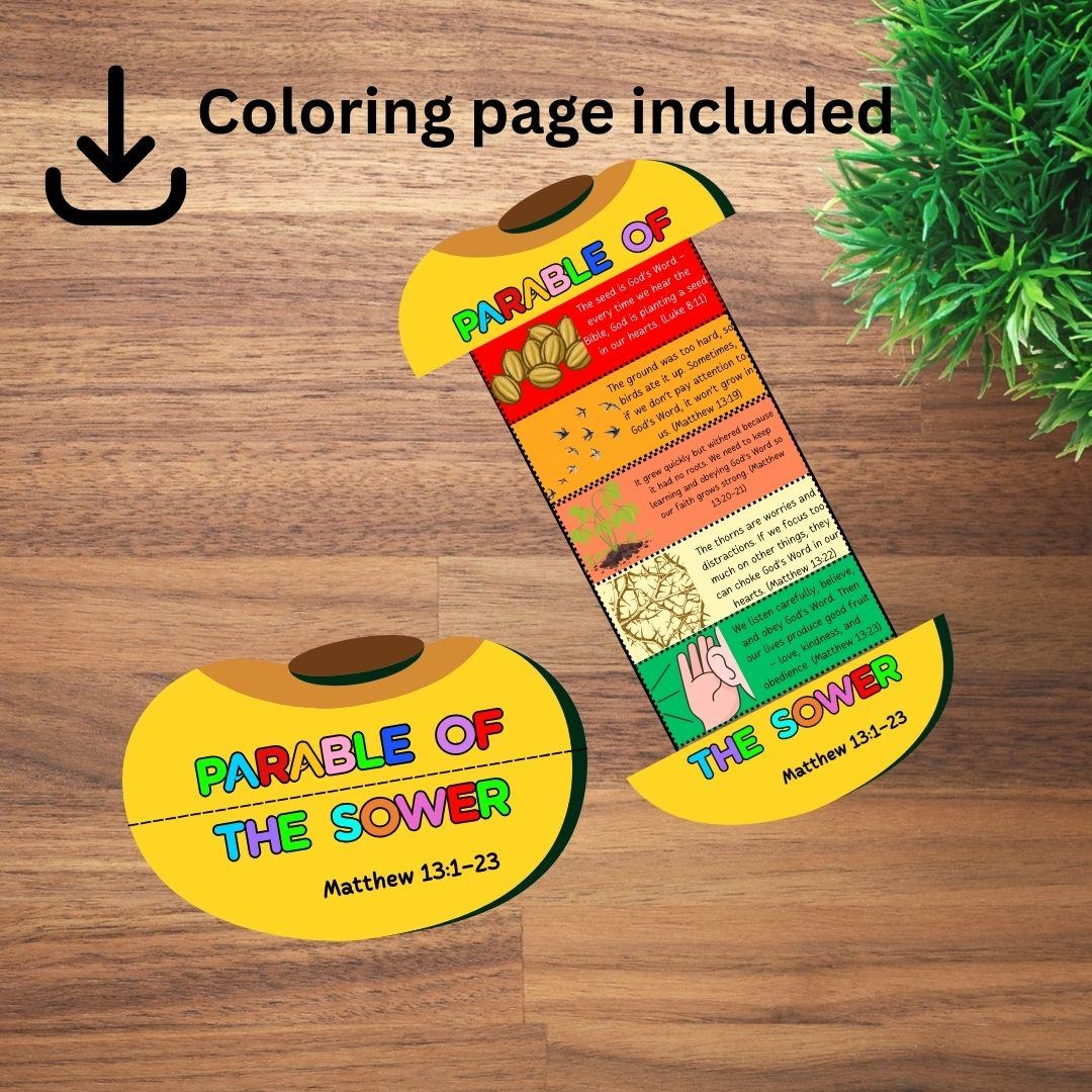 Parable of the Sower Folding Surprise Bible Story Craft, Bible Lesson ...