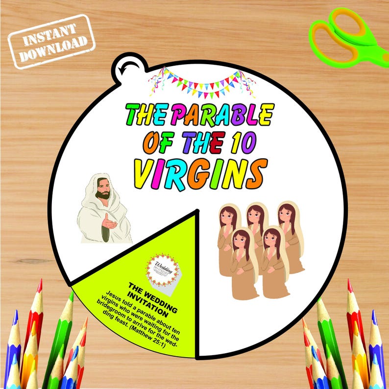 The Parable of the Ten Virgins Bible Craft for Kids, Parable of Jesus ...