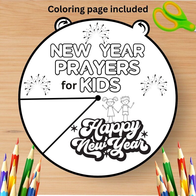 New Year Prayers Coloring Wheel, Bible Activity, Memory Game, Sunday ...