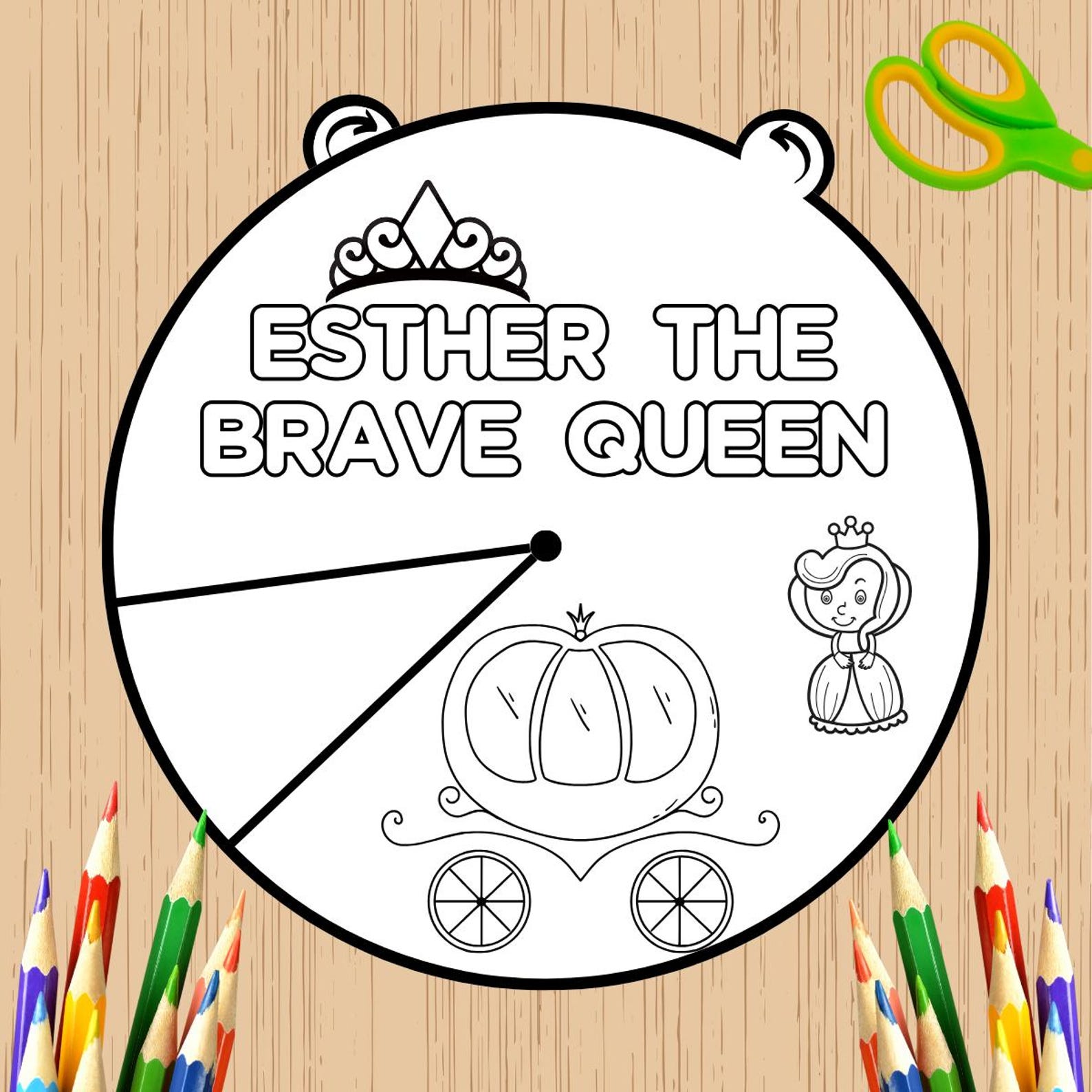 Queen Esther Coloring Wheel, Esther Bible Study Craft, Printable Bible ...